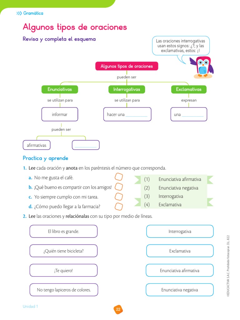 Ejercicios De Tipos De Oraciones