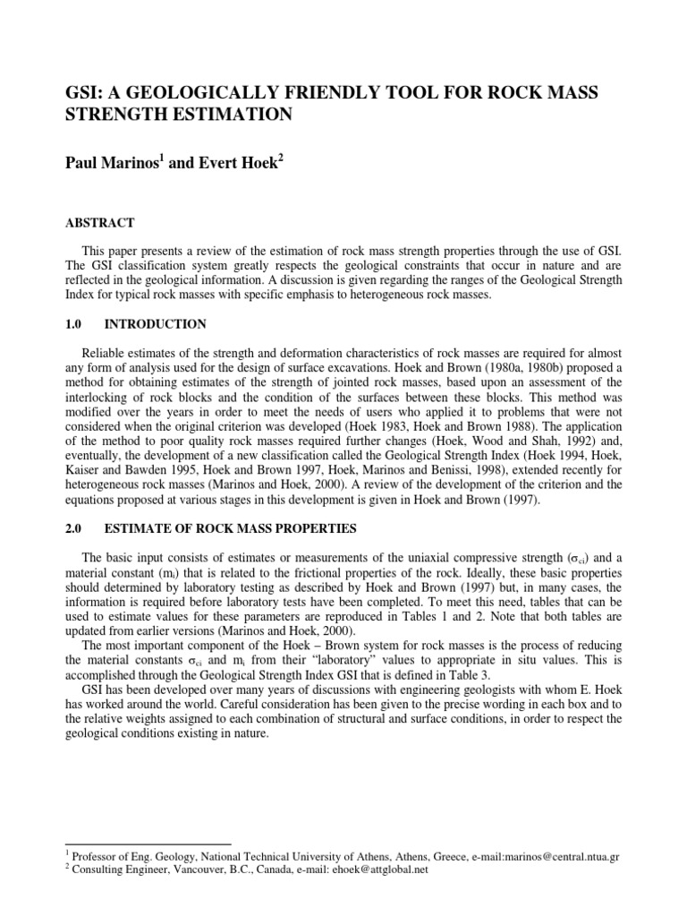 GSI for Rock Mass Strength Estimation | PDF | Clastic Rock ...