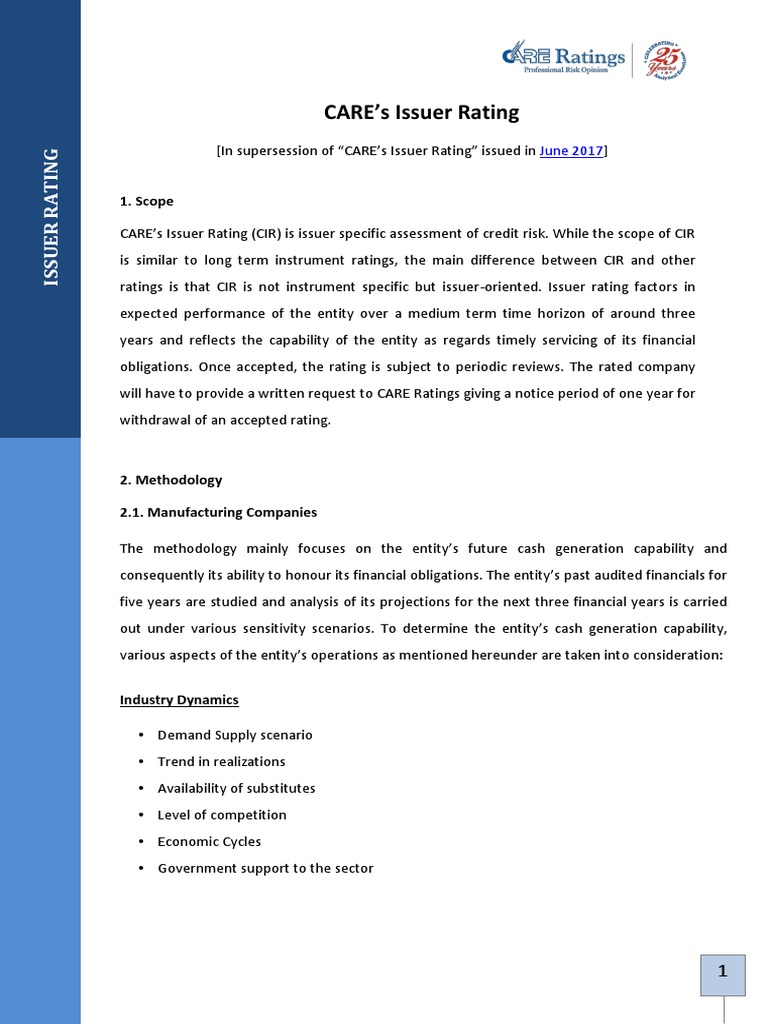 CARE's Issuer Rating: 1. Scope | PDF | Capital Adequacy Ratio | Non ...