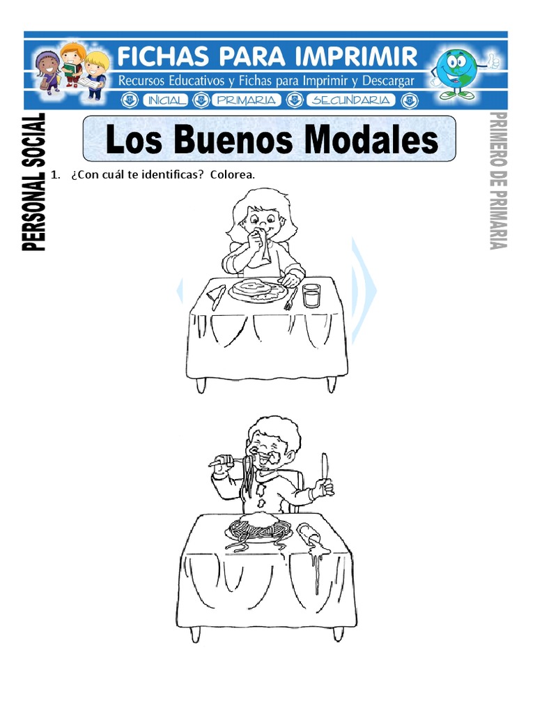 Hojas De Trabajo De Modales Para Niños