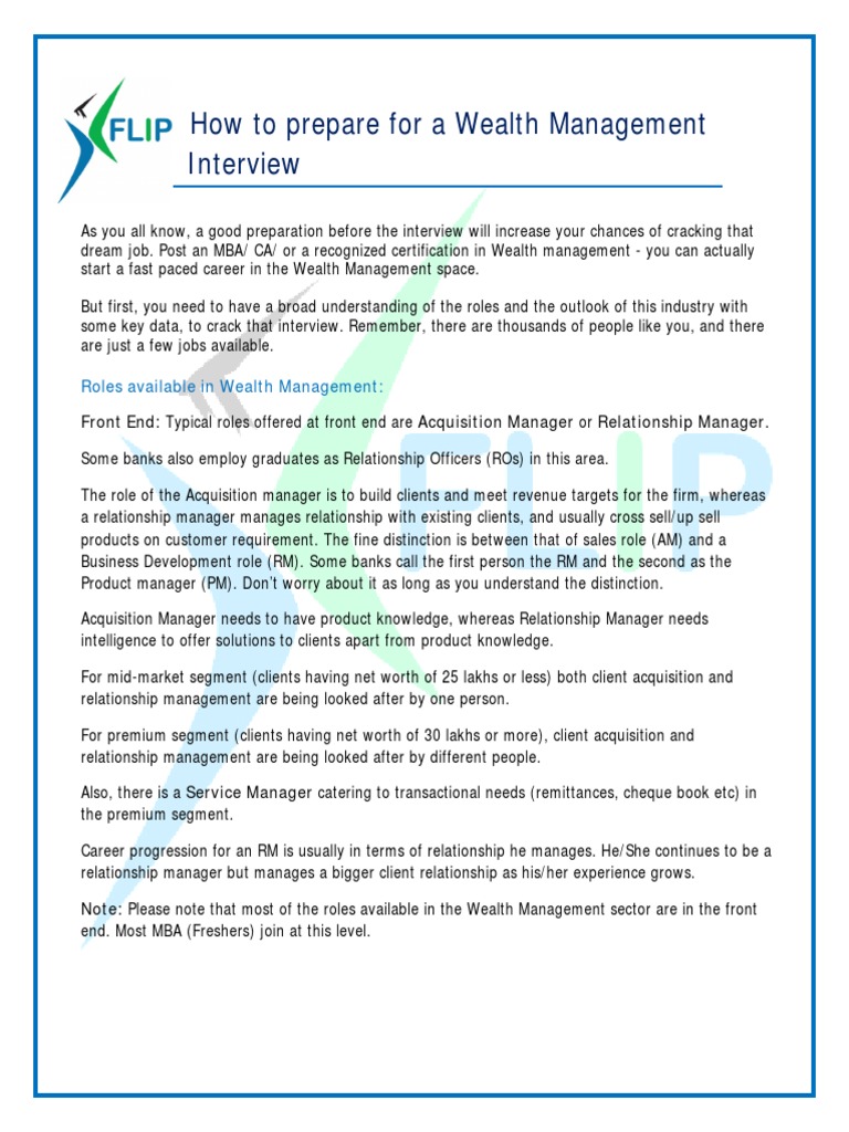 Wealth Management-Interview Preparation PDF | PDF