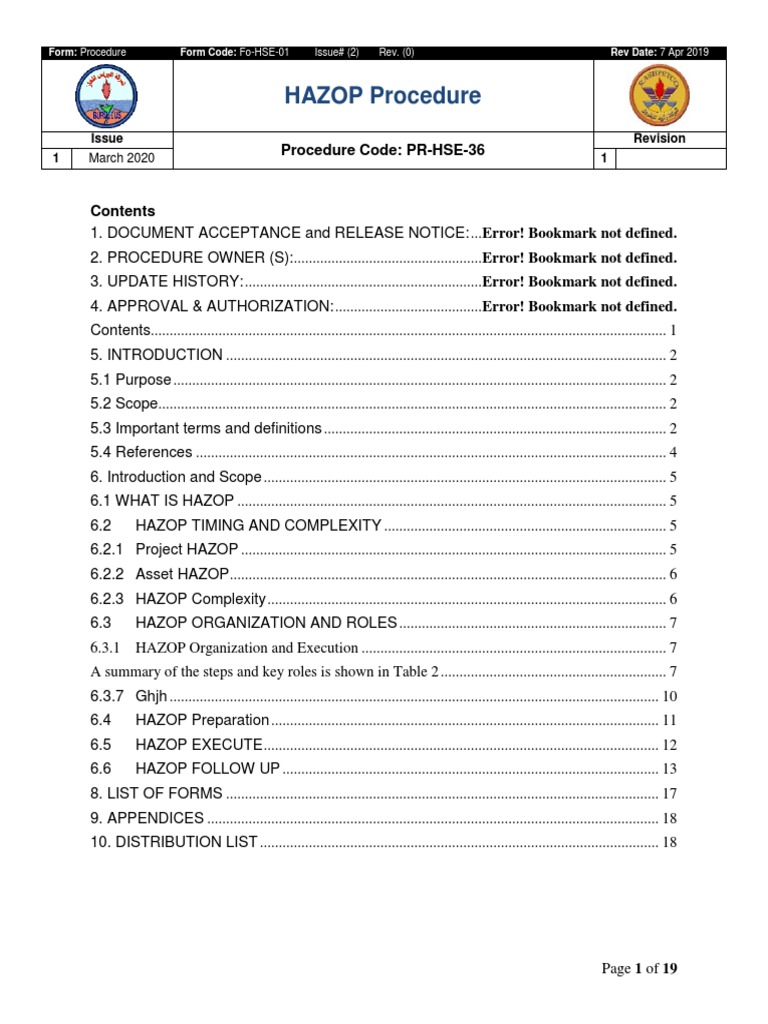 PR-HSE-36 HAZOP Procedure Rev 1 | PDF | Systems Theory | Systems Science
