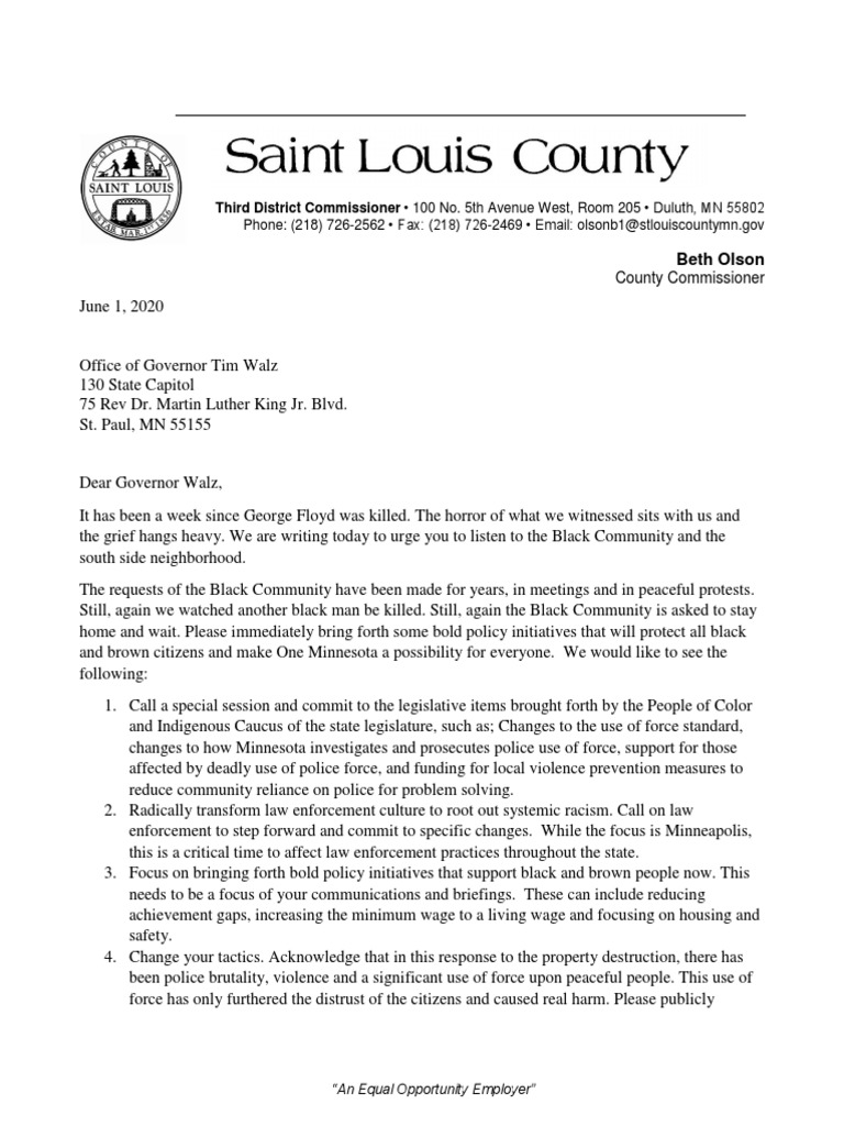 Letter To Governor Walz | PDF | Police | Violence