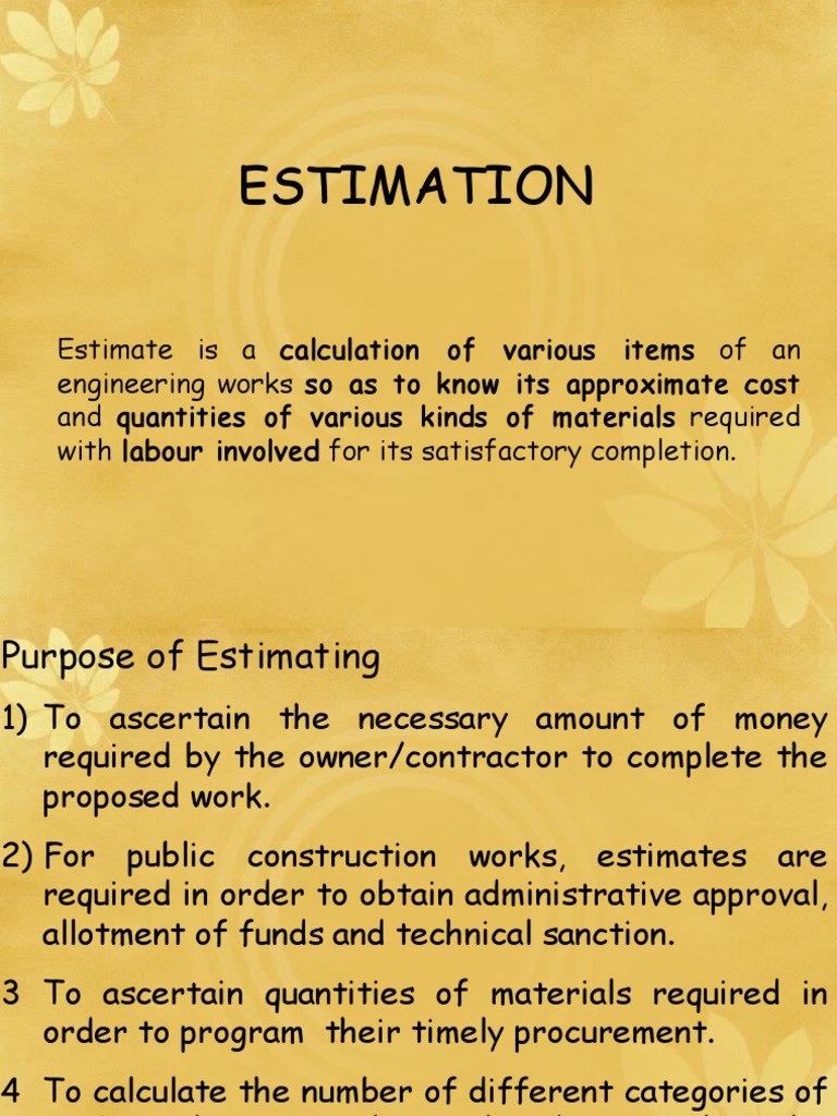 Estimation | PDF | Specification (Technical Standard) | Length