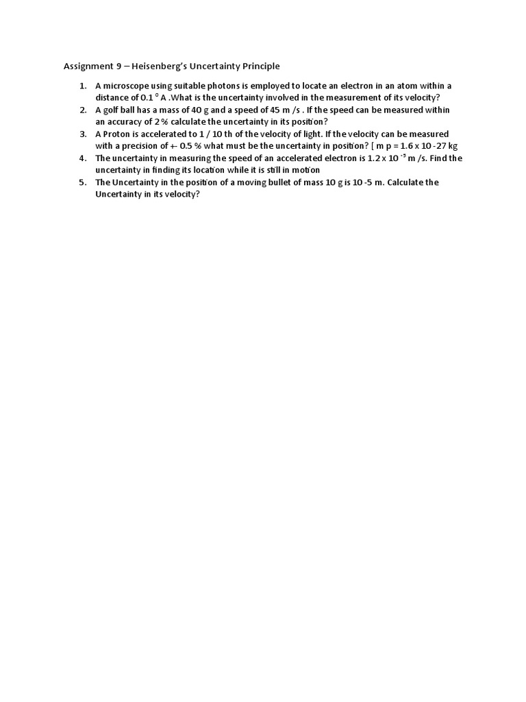 Heisenberg's Uncertainty Calculations | PDF | Teaching Methods ...