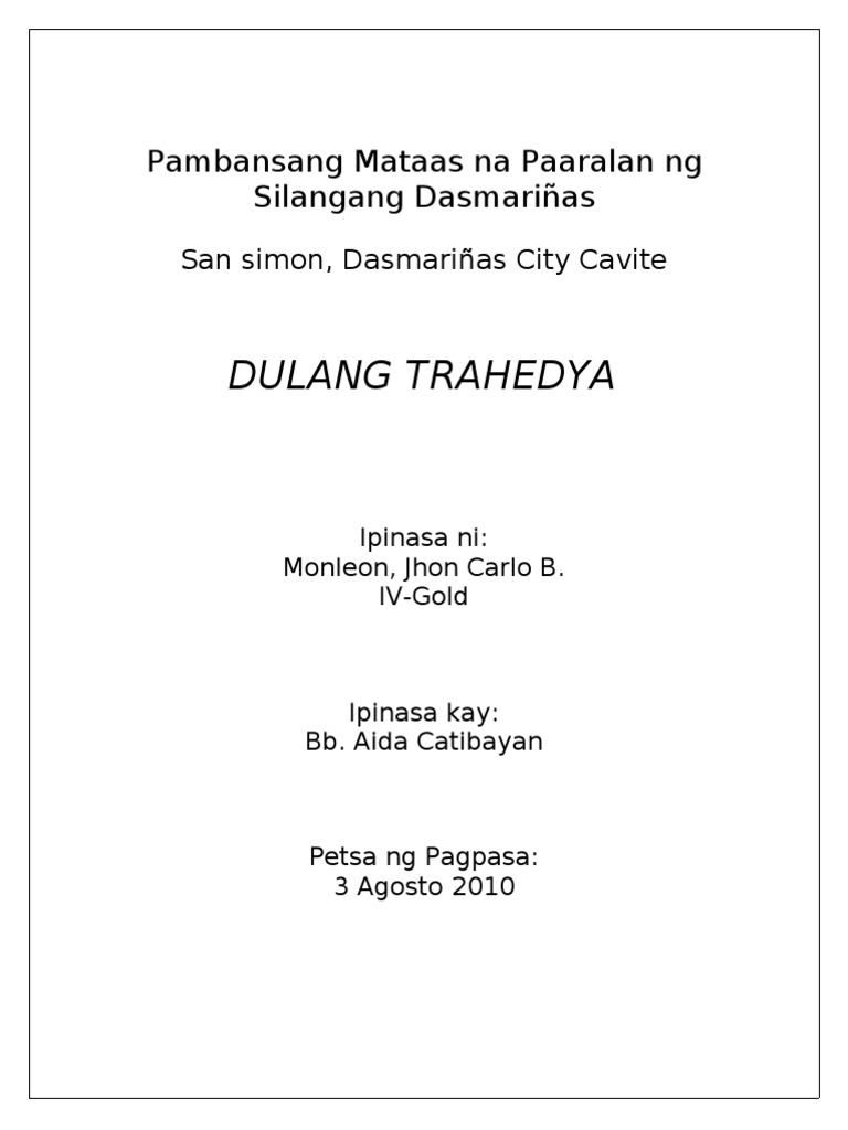 Dulang Trahedya - Dadiekier | PDF