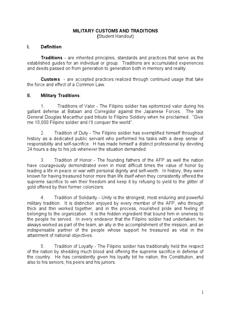 Military Customs and Traditions Overview | PDF | Oath | Traditions