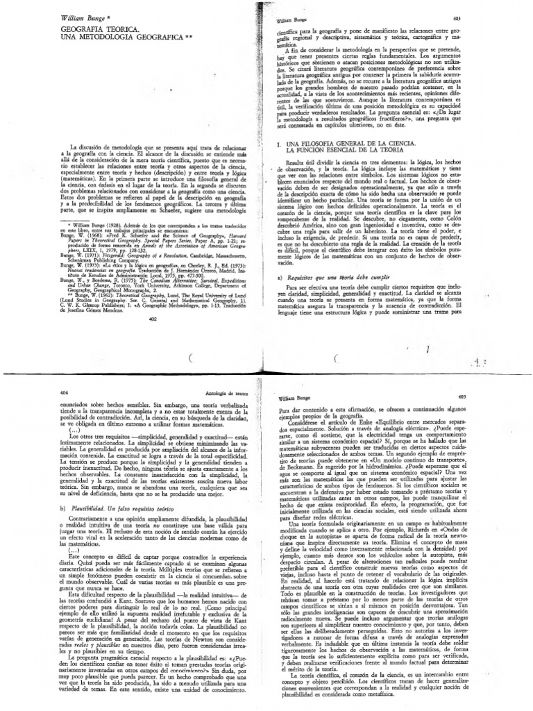 Metodología Geográfica de William Bunge | PDF | Teoría | Geografía