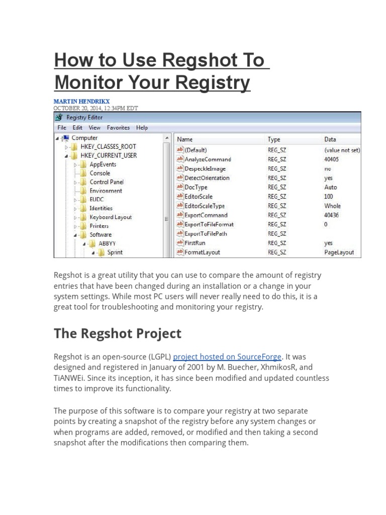 Techies: Monitor Registry with Regshot | PDF | Windows Registry ...