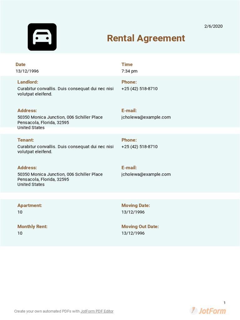 Rental Agreement: Date Time | PDF | Landlord–Tenant Law | Law And Economics