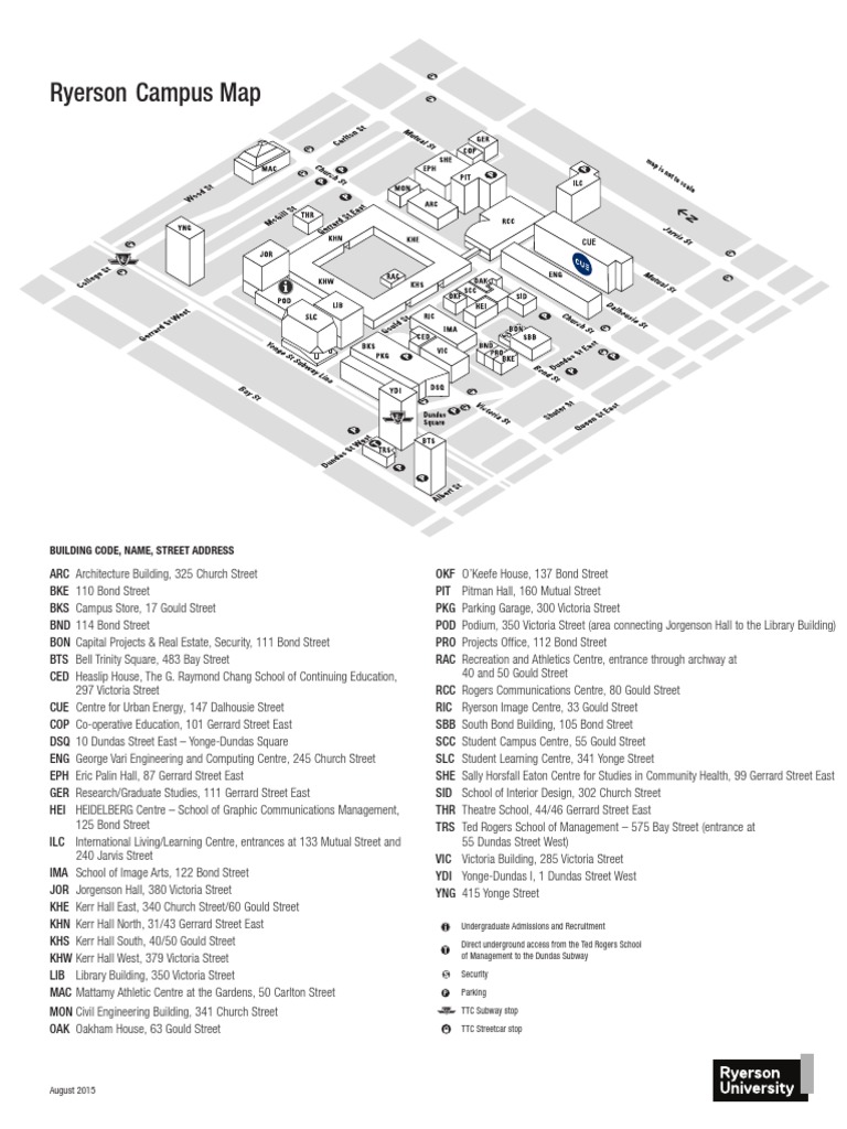Ryerson Campus Map: Building Code, Name, Street Address | PDF ...