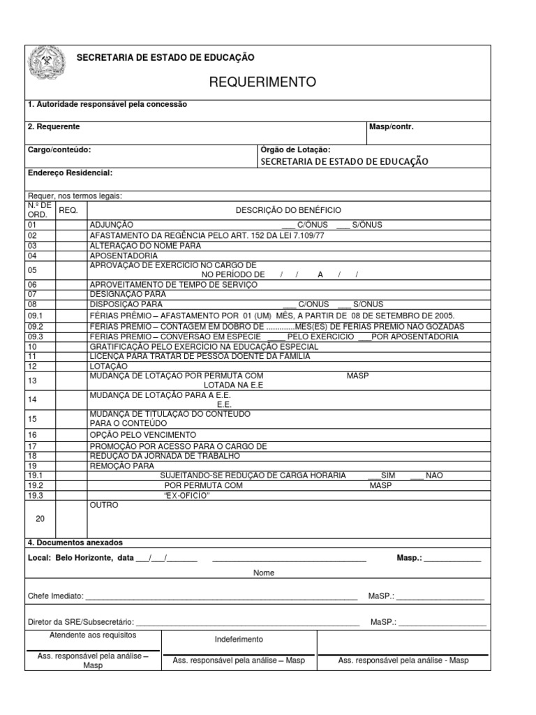 Requerimento para Todos Os Fins | PDF | Governo | Trabalho