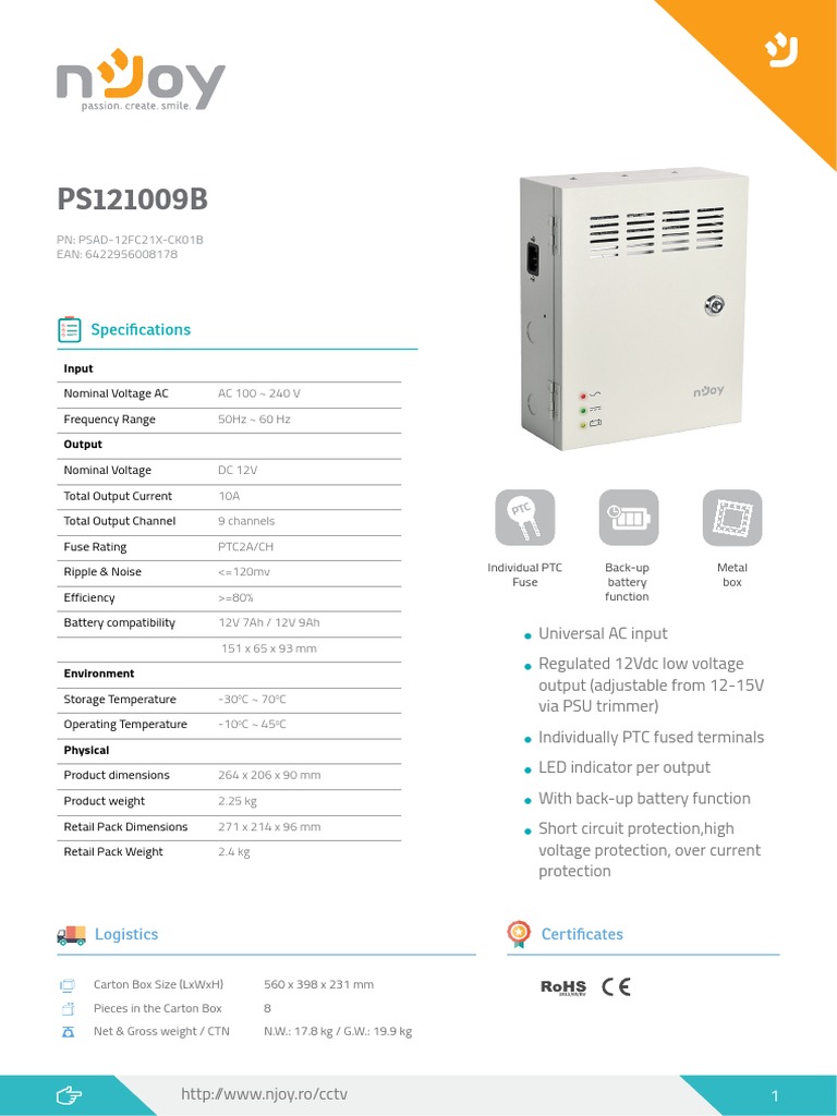 Specifications: PN: PSAD-12FC21X-CK01B EAN: 6422956008178 | PDF | Power ...