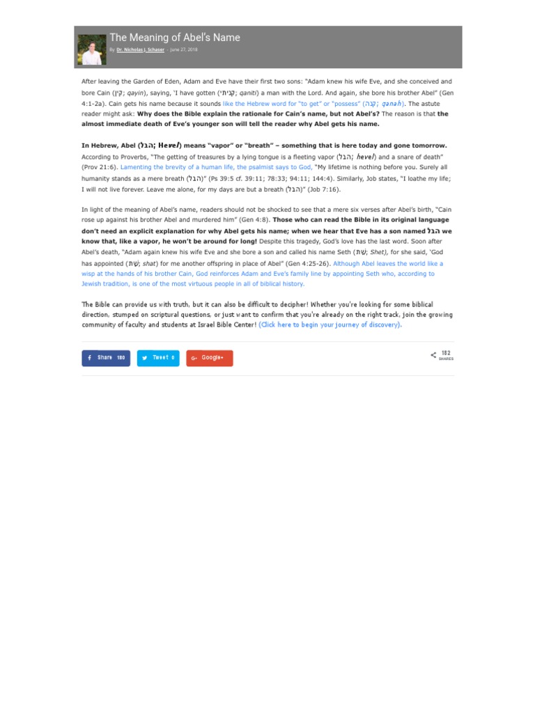 Meaning of Abel in the Bible | PDF | Cain And Abel | Christianity