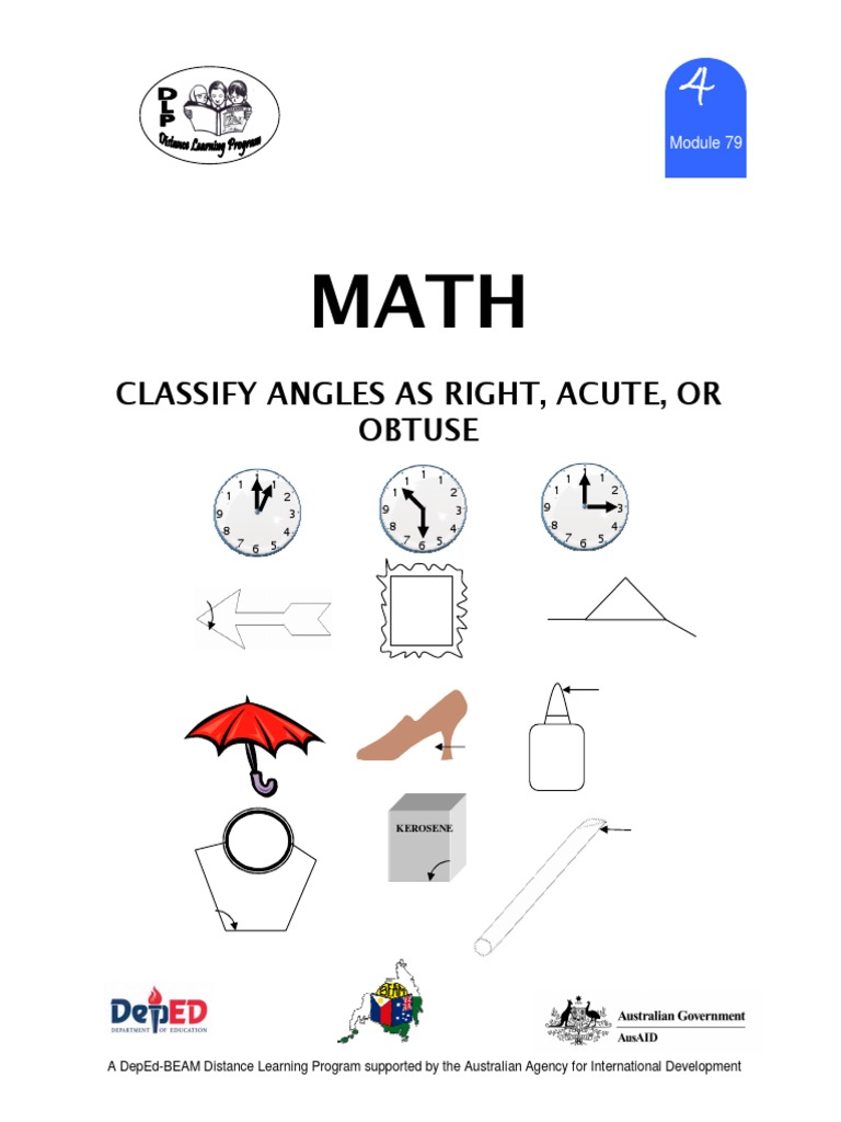 Math 4 DLP 79 - CLASSIFY ANGLES AS RIGHT, ACUTE, OR OBTUSE | Download Free PDF | Angle ...