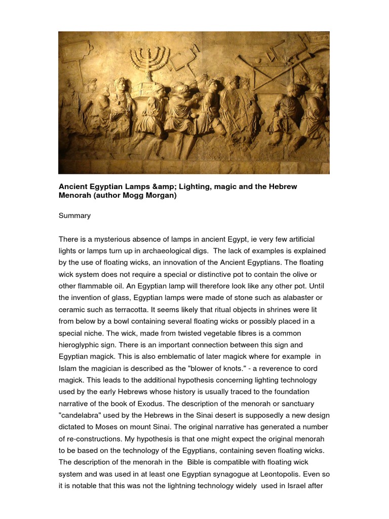 Ancient Egyptian Lamps & Lighting, Magic and The Hebrew Menorah (Author ...