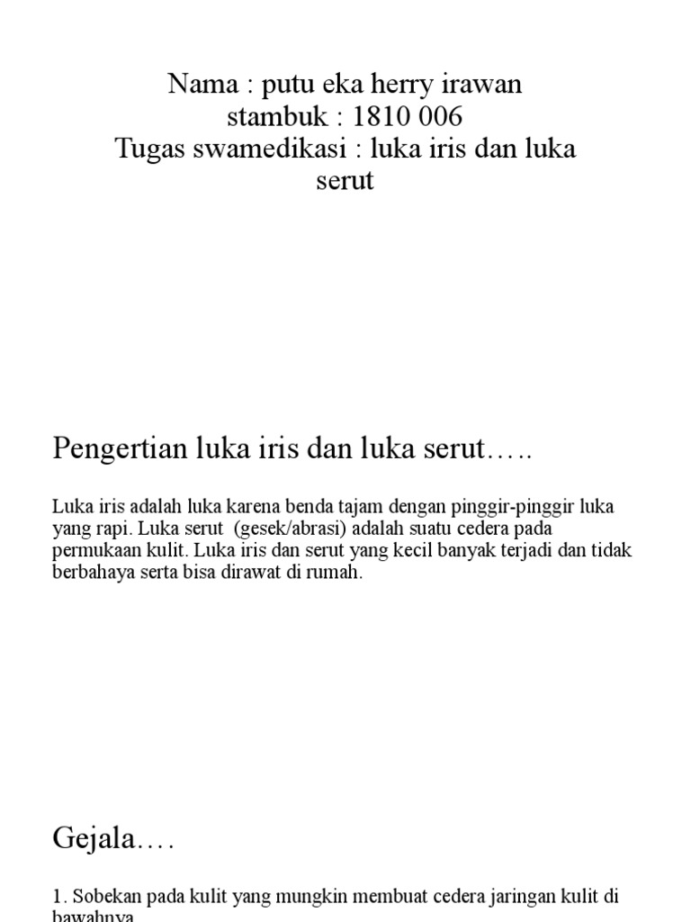 Luka Iris Dan Luka Serut | PDF