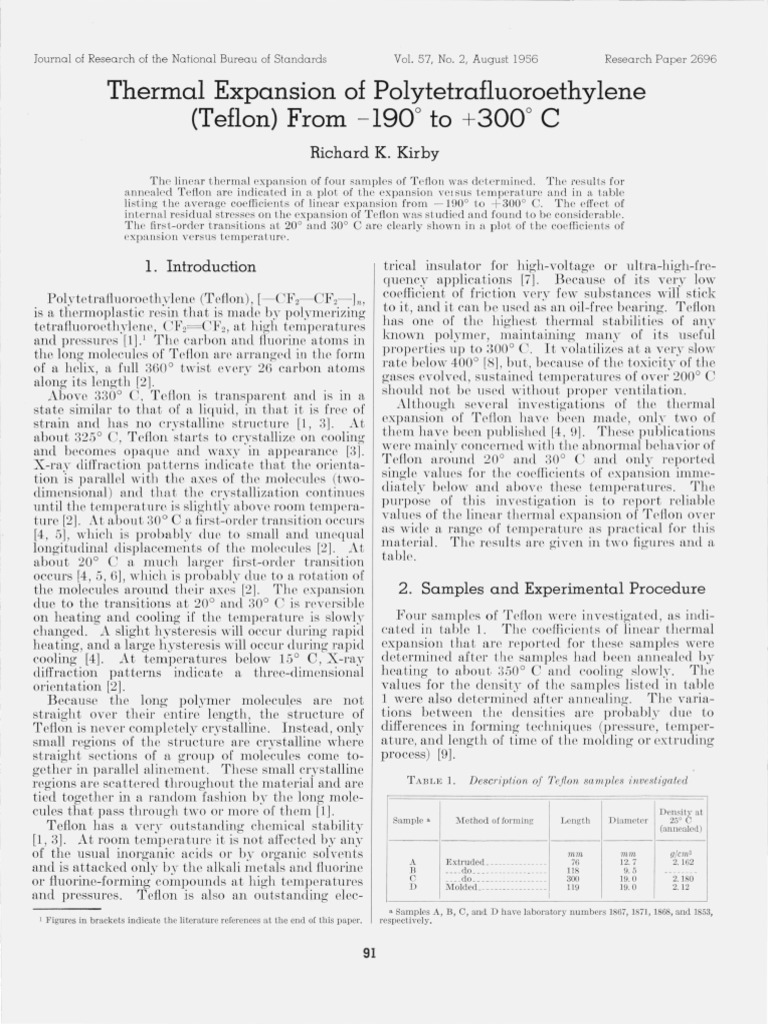 Thermal Expansion of Teflon Study | PDF | Thermal Expansion | Materials