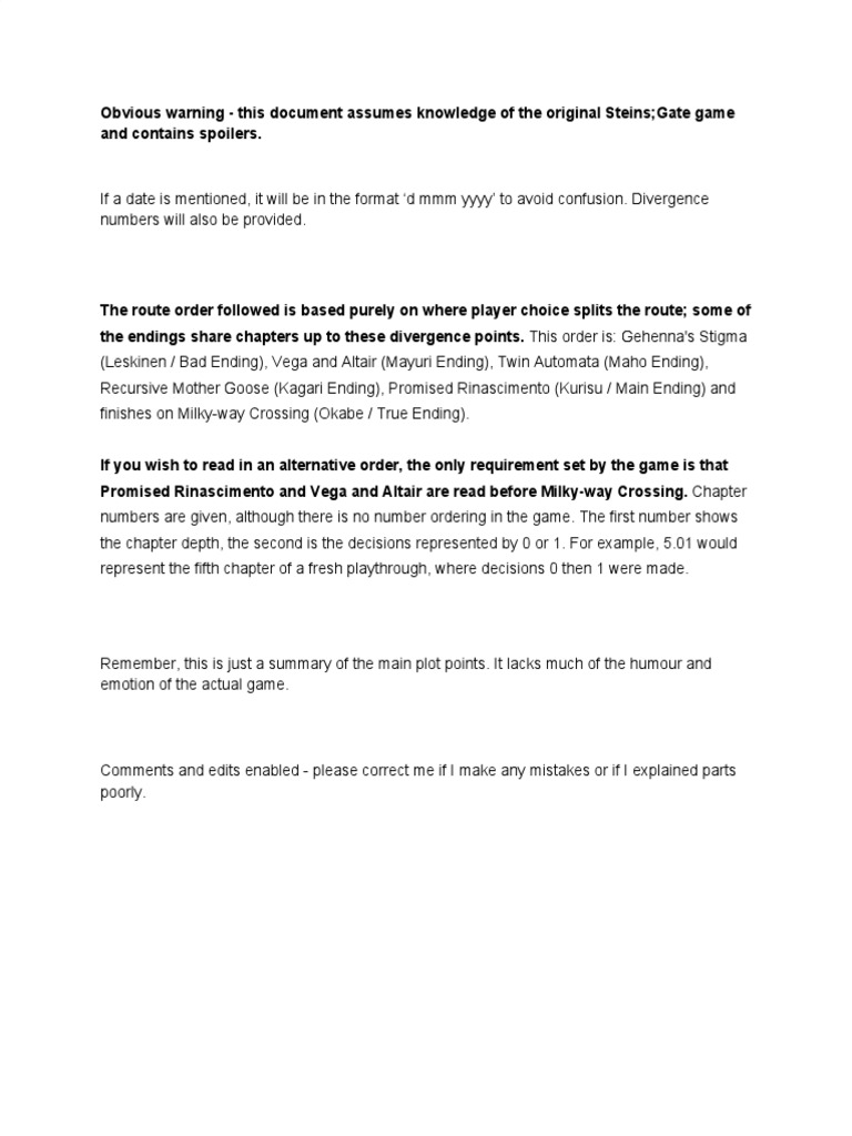 Steins Gate 0 Plot Summary PDF | PDF