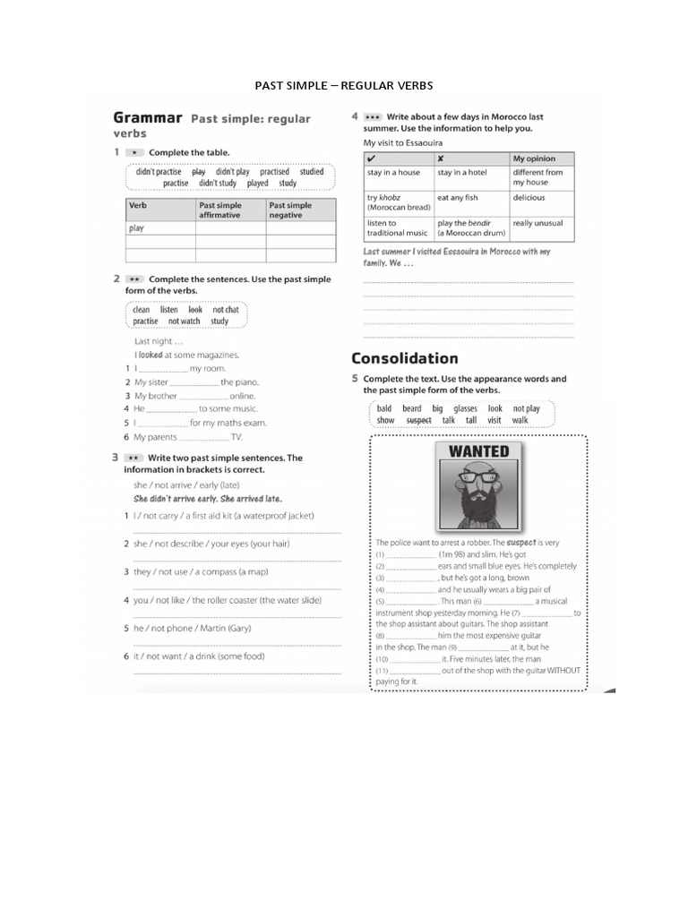 Past Simple - Regular Verbs | PDF