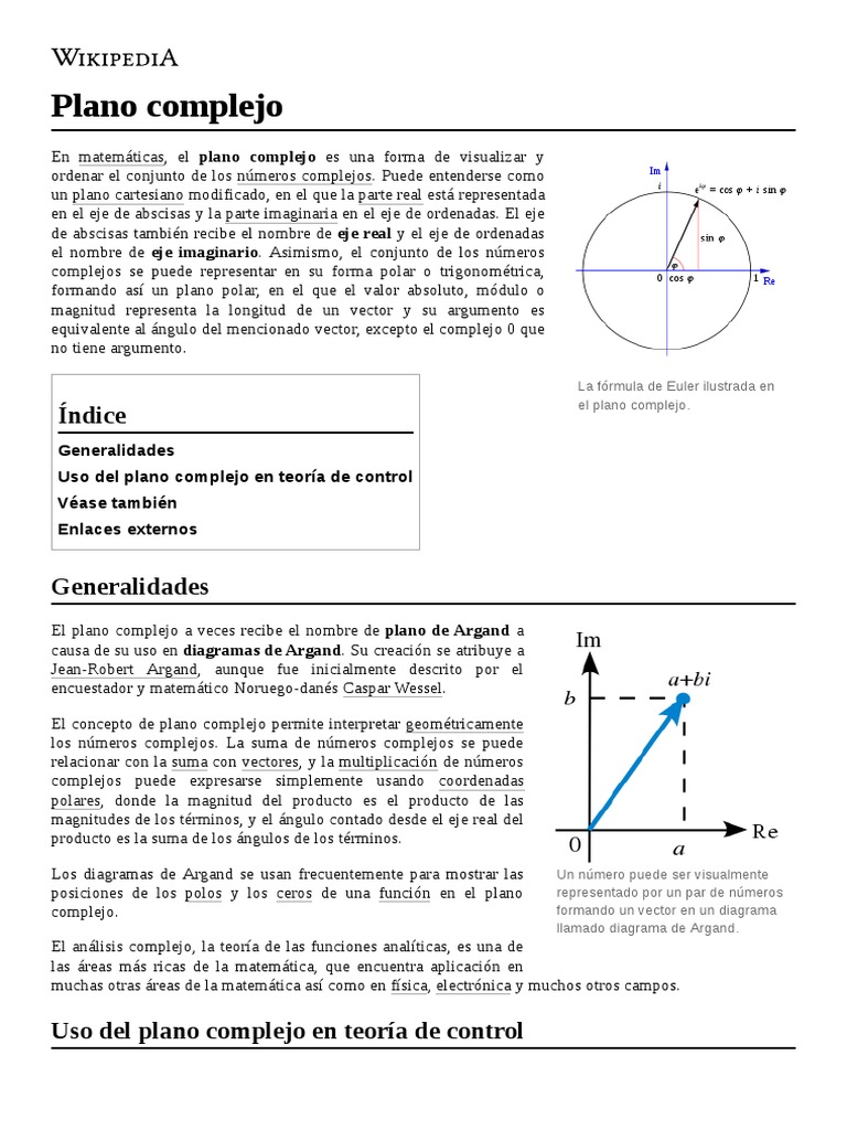 Plano Complejo | PDF | Número complejo | Análisis matemático
