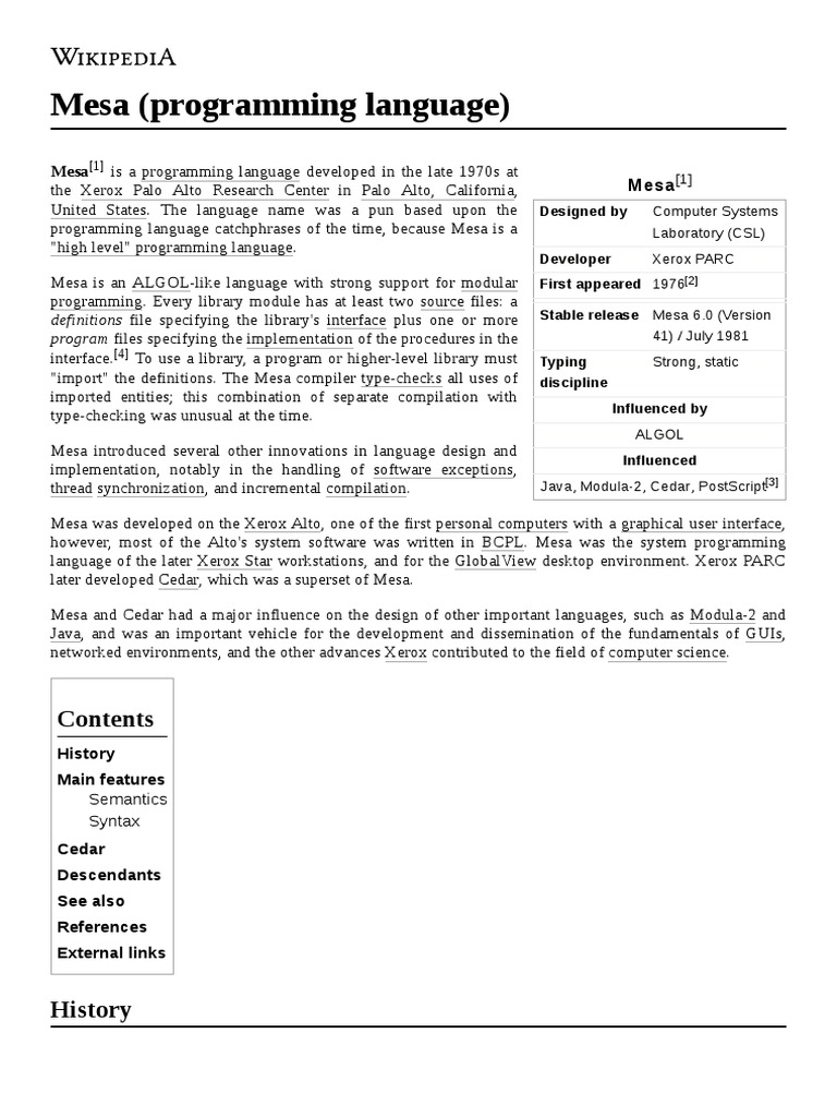 Mesa (Programming Language) | PDF | Computer Programming | Software ...