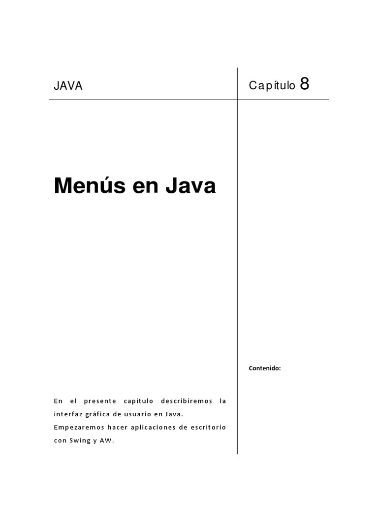 Capitulo17 Menus en Java | PDF | Java (lenguaje de programación) | Menú ...
