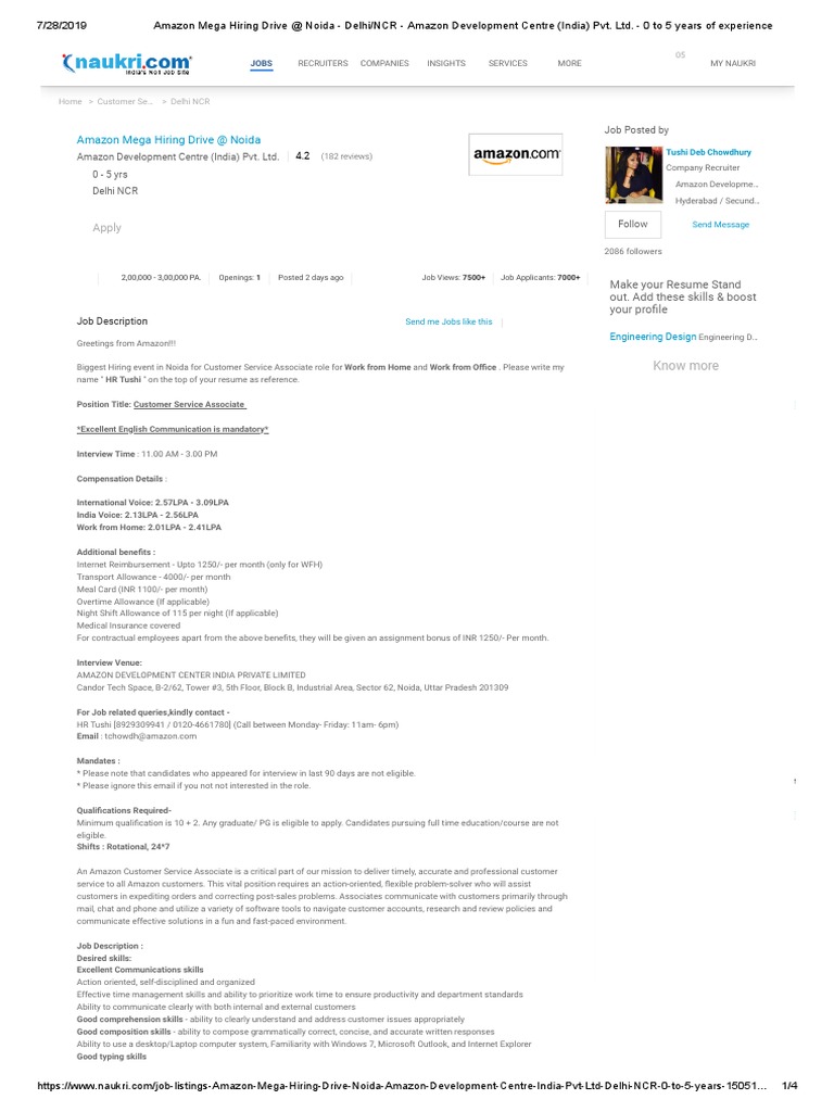 Amazon Mega Hiring Drive at Noida - Delhi - NCR - Amazon Development ...