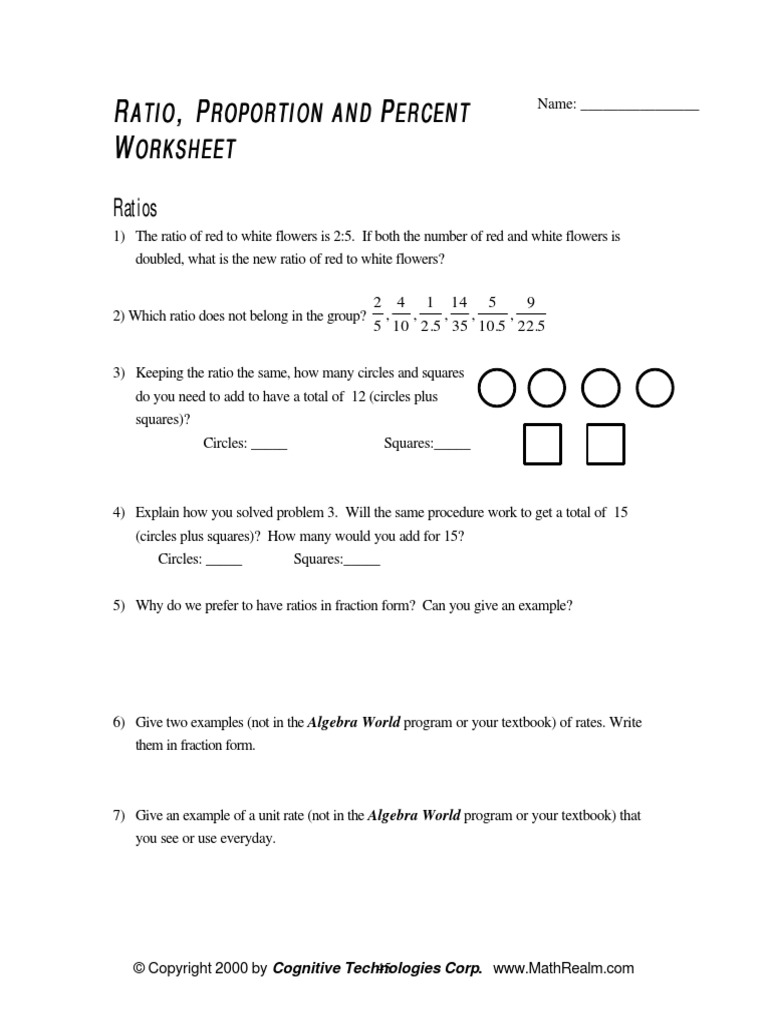 Ration Proportion and Percent Test PDF | PDF | Ratio | Textbook