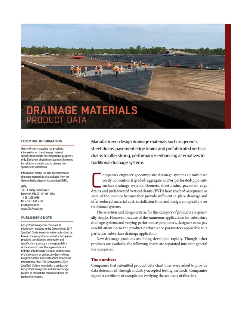 Drainage Materials: Product Data | PDF | Polyethylene | Drainage