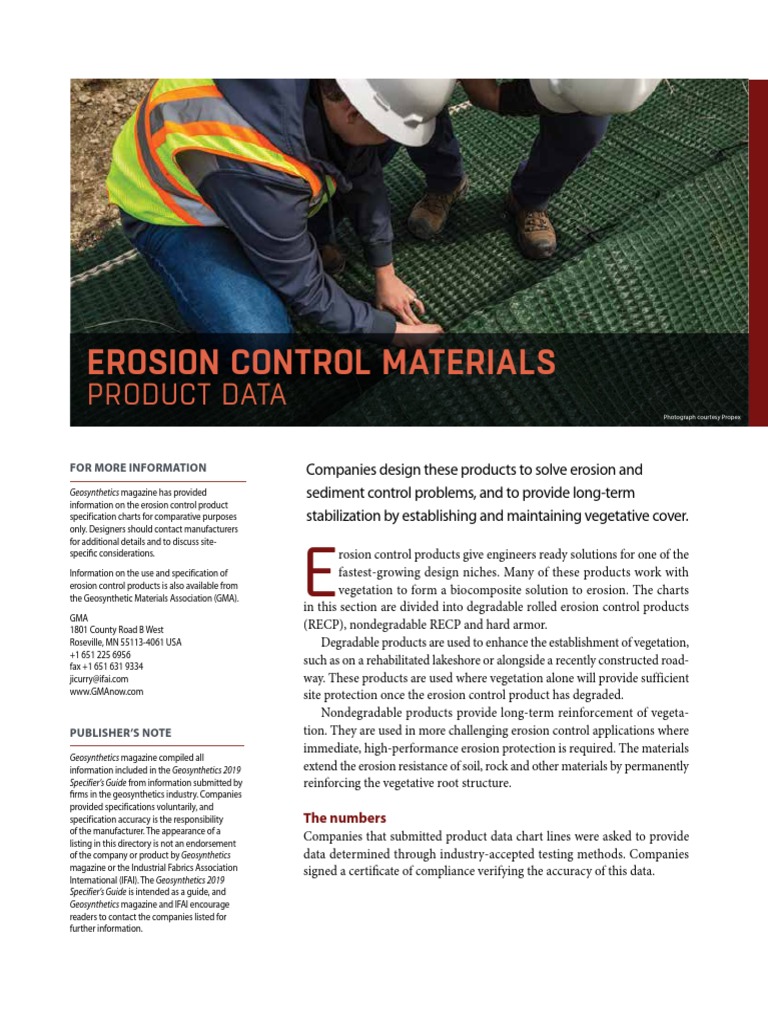 Erosion Control Materials: Product Data | PDF | Erosion | Specification ...