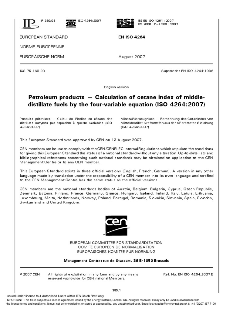 Petroleum Products - Calculation of Cetane Index of Middle-Distillate ...