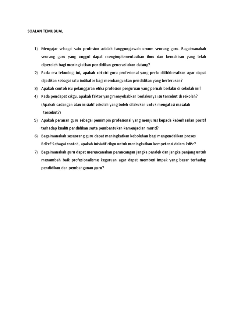 EDUP 3083 Soalan Temu Bual | PDF