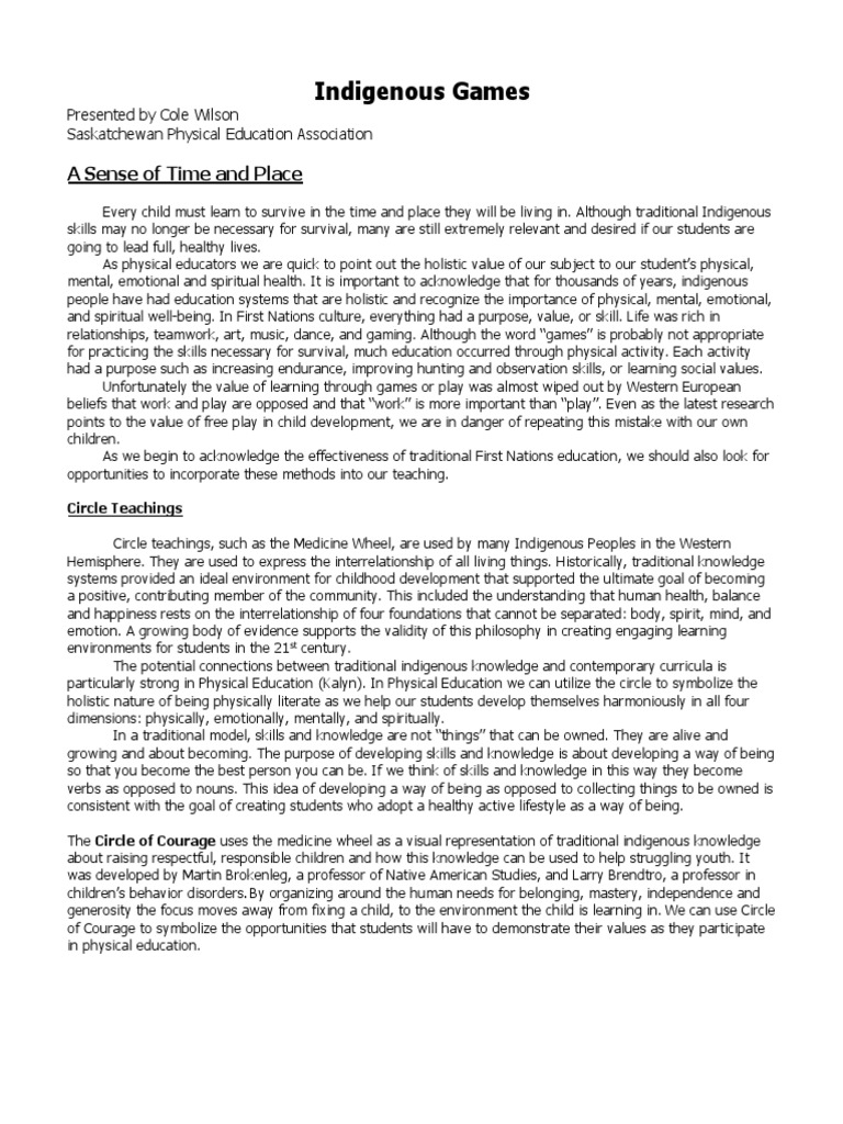 Indigenous Games: A Sense of Time and Place | PDF | Batting (Baseball ...