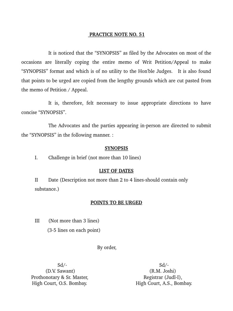 Practice Note No. 51 | PDF