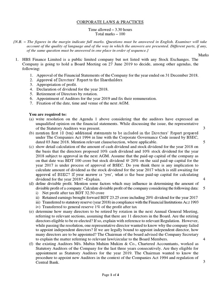 You Are Required To:: Time Allowed - 3.30 Hours Total Marks - 100 | PDF ...