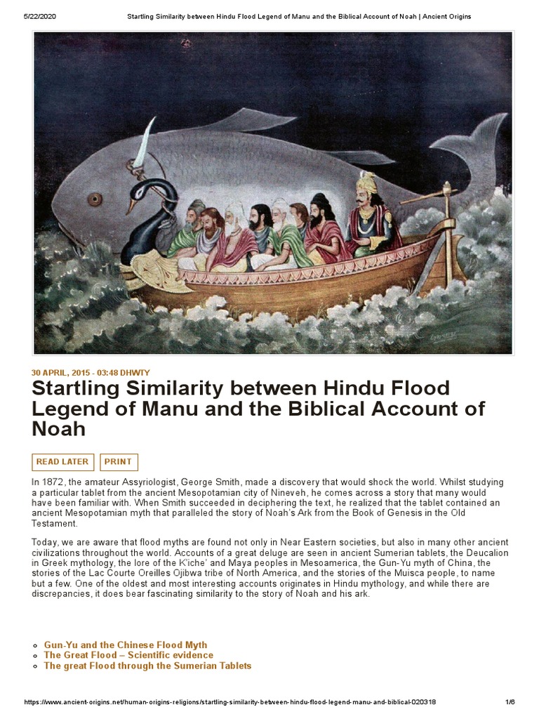 Startling Similarity Between Hindu Flood Legend of Manu and The ...