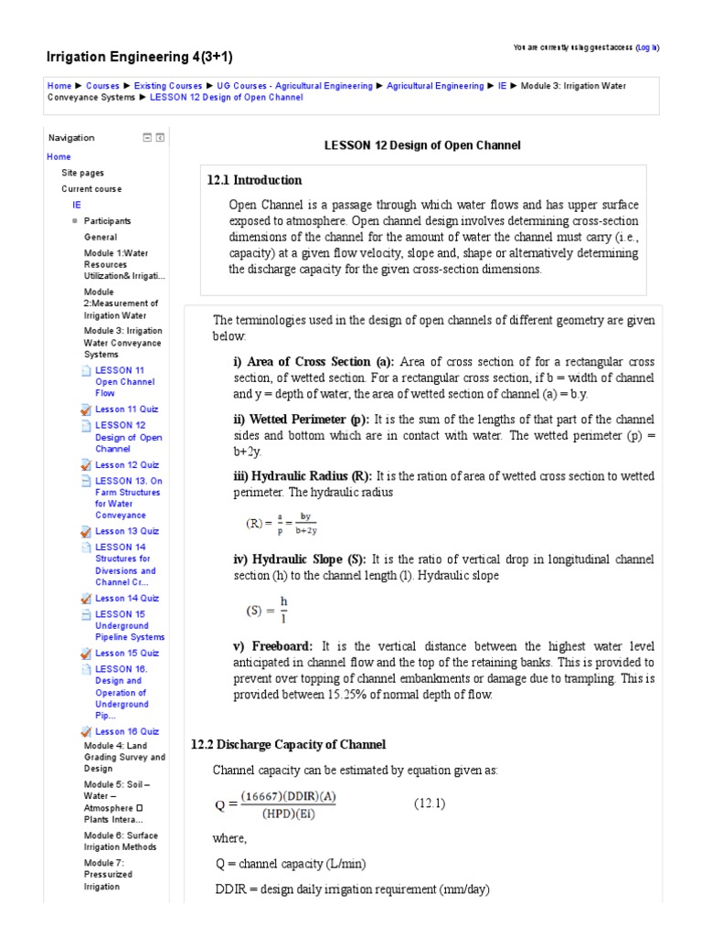 IE - LESSON 12 Design of Open Channel | Download Free PDF | Civil ...