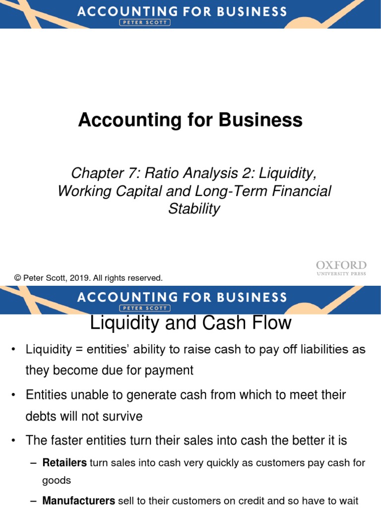 Accounting For Business: Chapter 7: Ratio Analysis 2: Liquidity, Working Capital and Long-Term ...