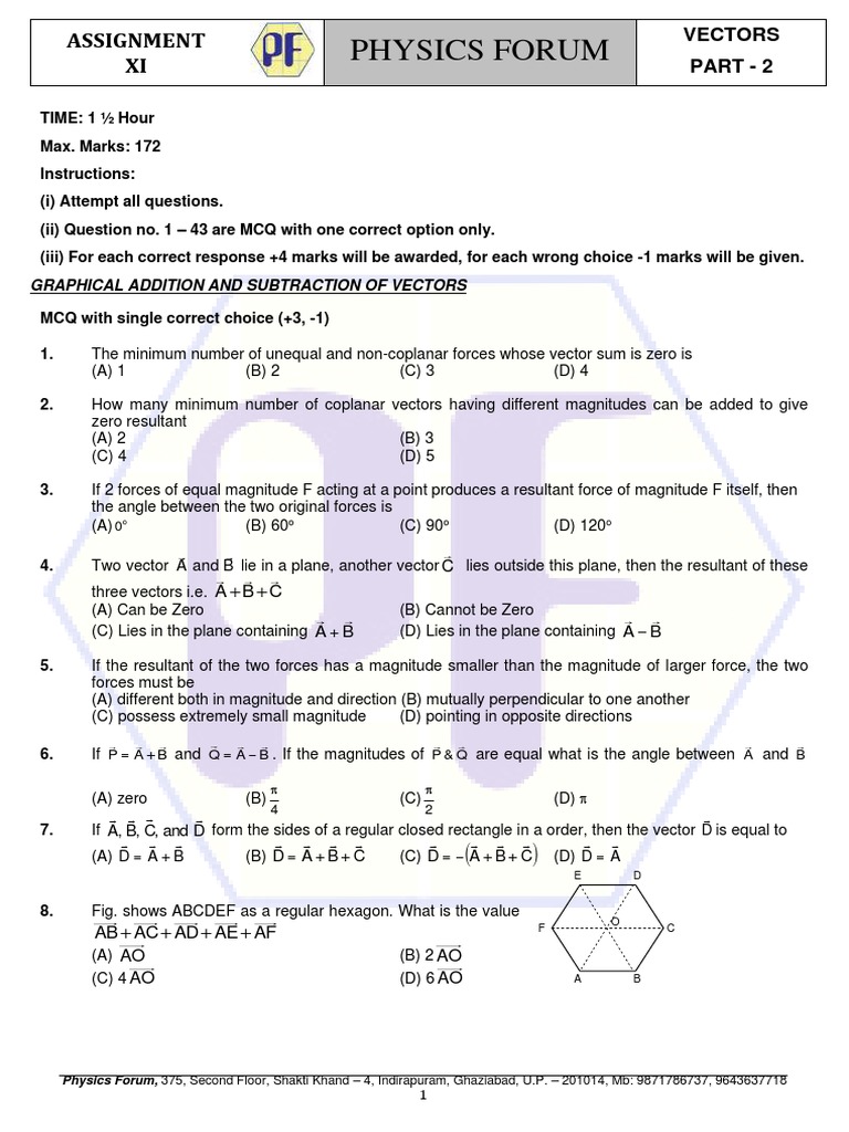 Physics Forum: Assignment XI | PDF | Acceleration | Euclidean Vector