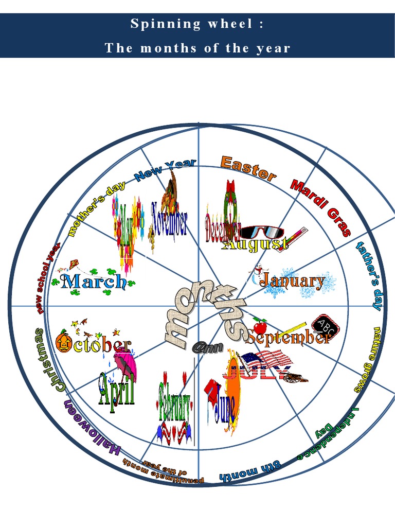 Monthly Activities Spinning Wheel Game | PDF | Language Arts ...