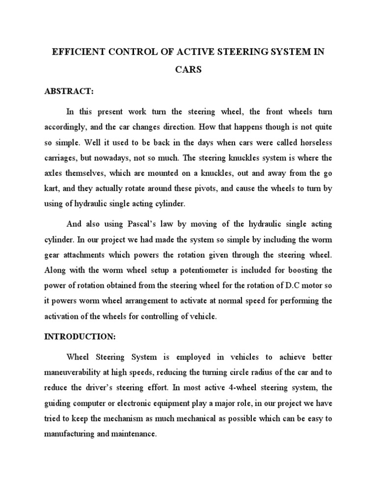 Efficient Control of an Active Steering System in Cars Through a ...