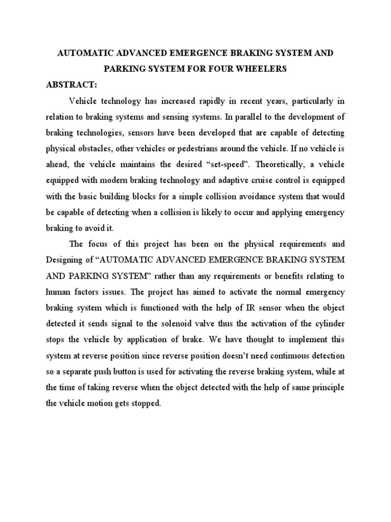 Remf-133 Automatic Advanced Emergency Braking System and Parking System ...