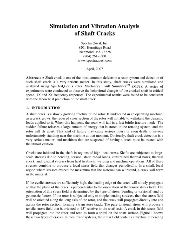 Simulation and Vibration Analysis of Shaft Cracks | PDF | Stress ...