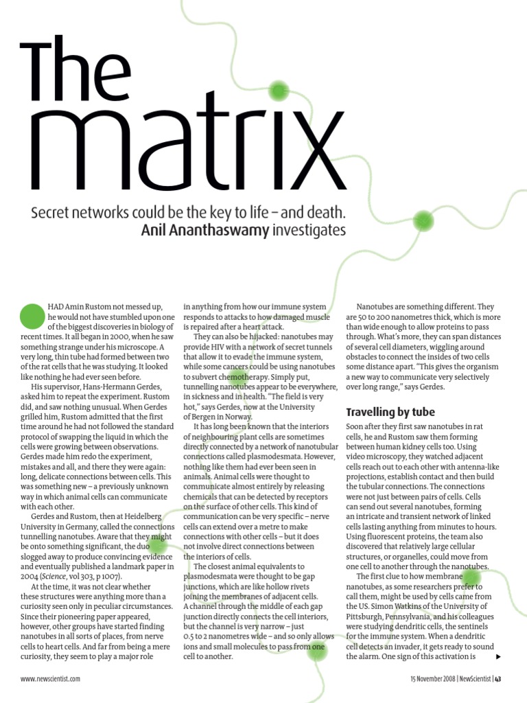 The Matrix (New Scientist 15 November 2008) | PDF | Cell (Biology ...