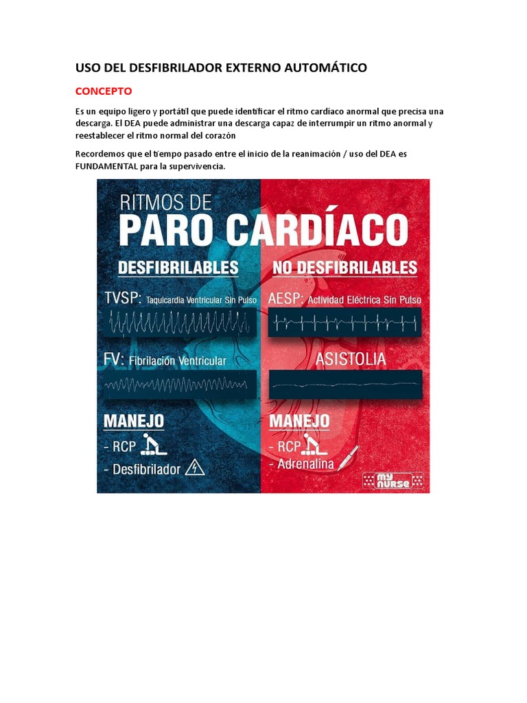 Uso Del Dea | PDF | Reanimación cardiopulmonar | Emergencias Médicas