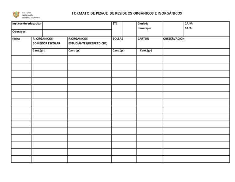 Formato de Recolección de Reciclaje | PDF