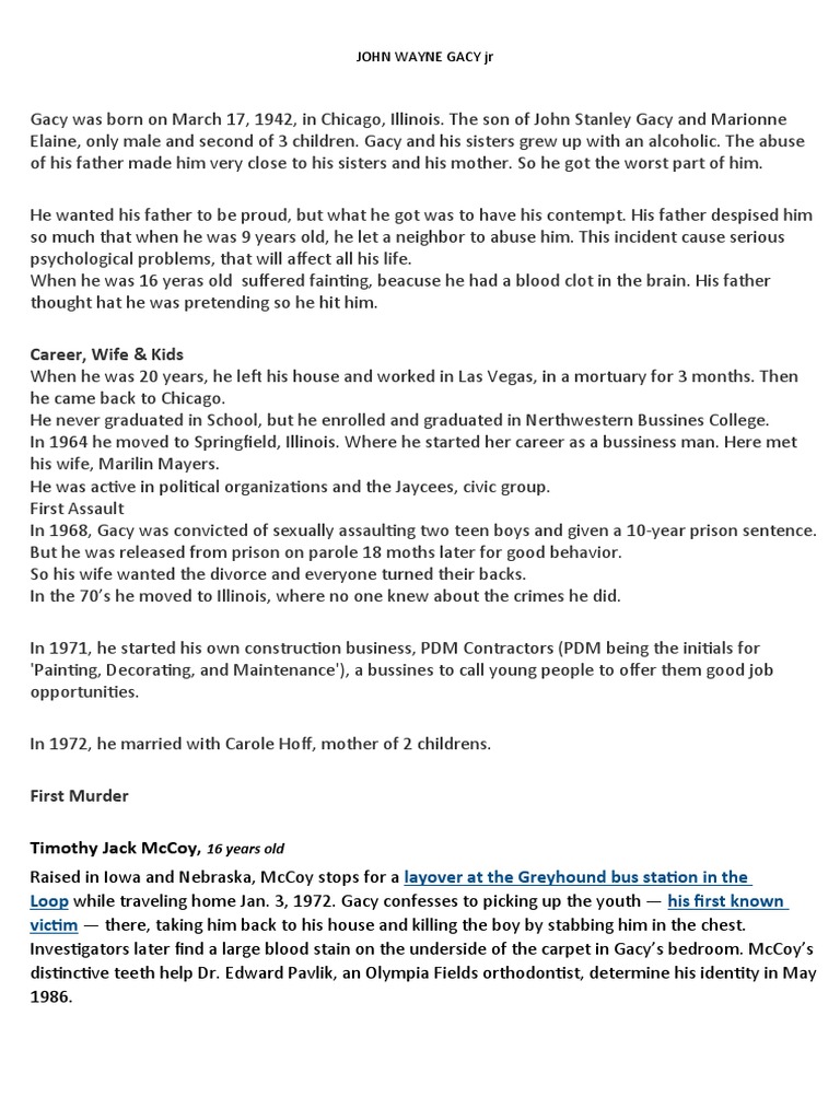 JOHN WAYNE GACY JR | PDF | Crime & Violence | Crime Thriller