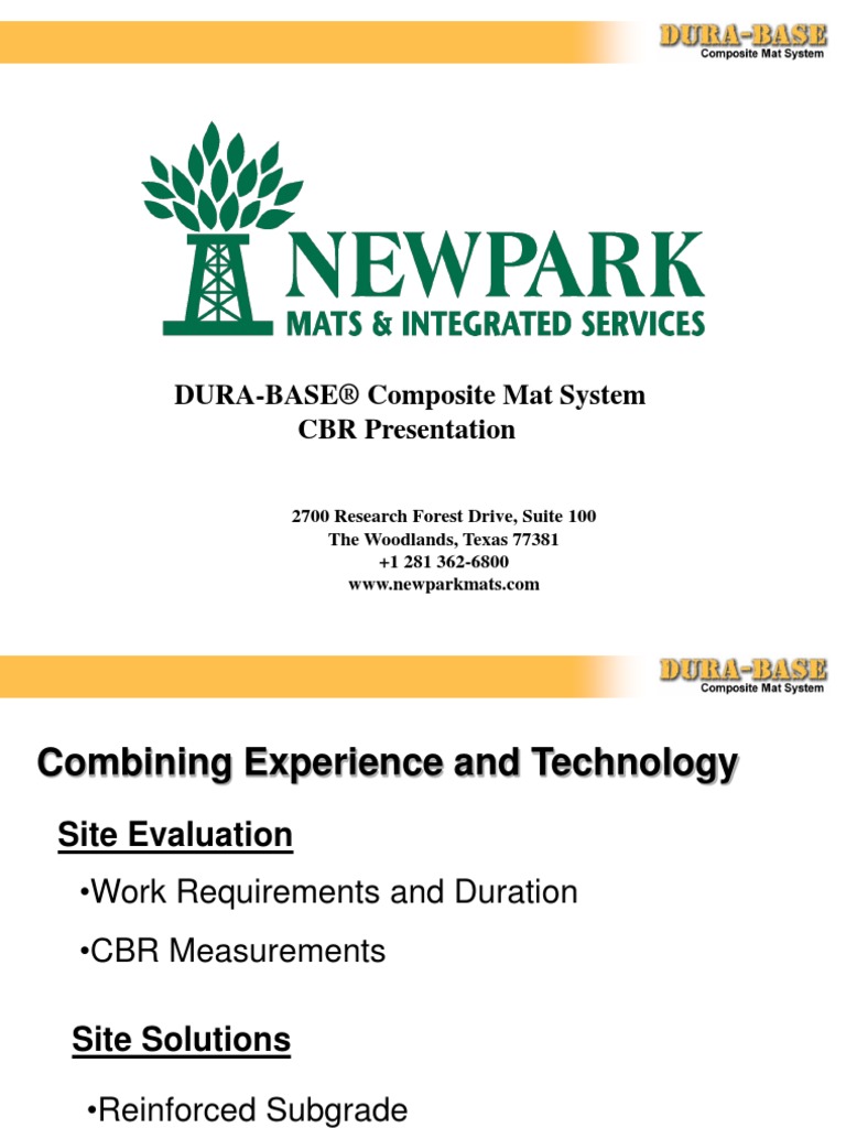 DURA-BASE Mat CBR Presentation (Newpark) | PDF | Applied And ...