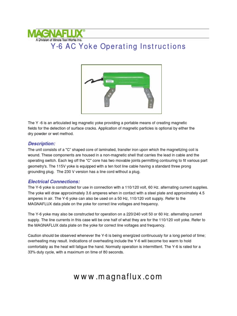 Y-6 - Yoke Operación y Manejo | PDF | Magnetism | Alternating Current